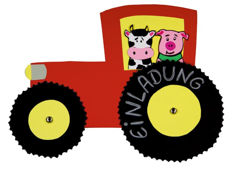 Traktor-Vorlage: Perfekt als Einladungskarte