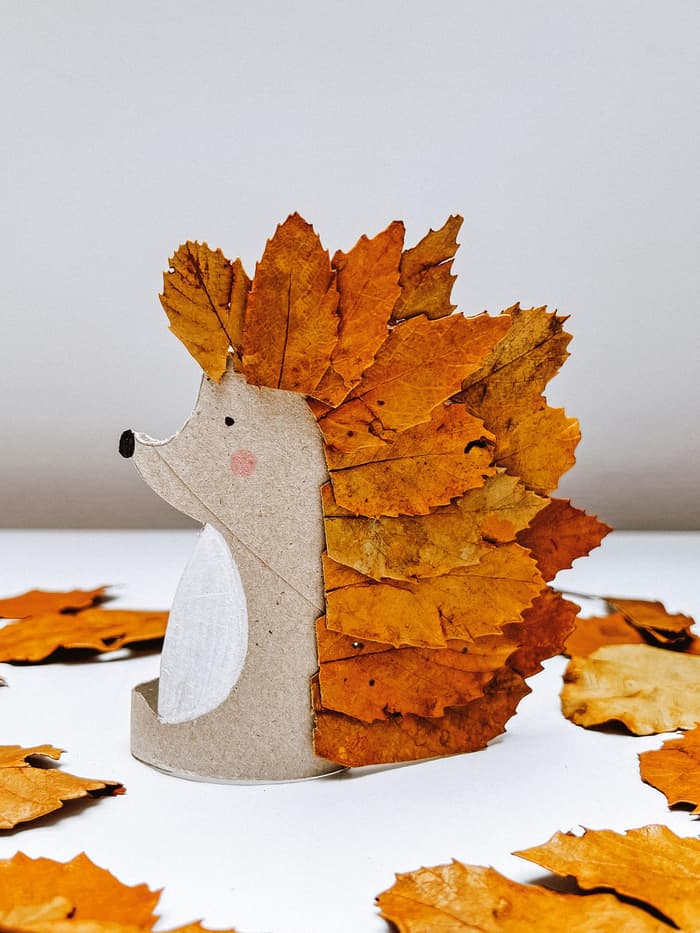 Igel aus Blättern basteln: Einfache Anleitung