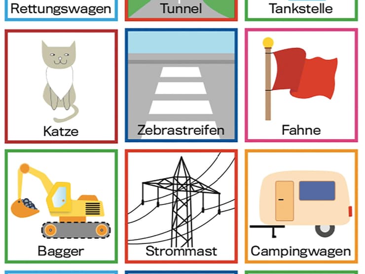 Das große Reise-Bingo für Autofahrten und Co. zum Ausdrucken
